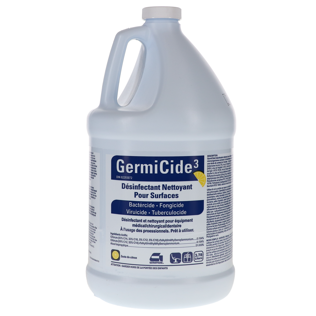 GERMICIDE3 Disinfectant 3.78L – Comprehensive Surface Disinfection – 3Z ...