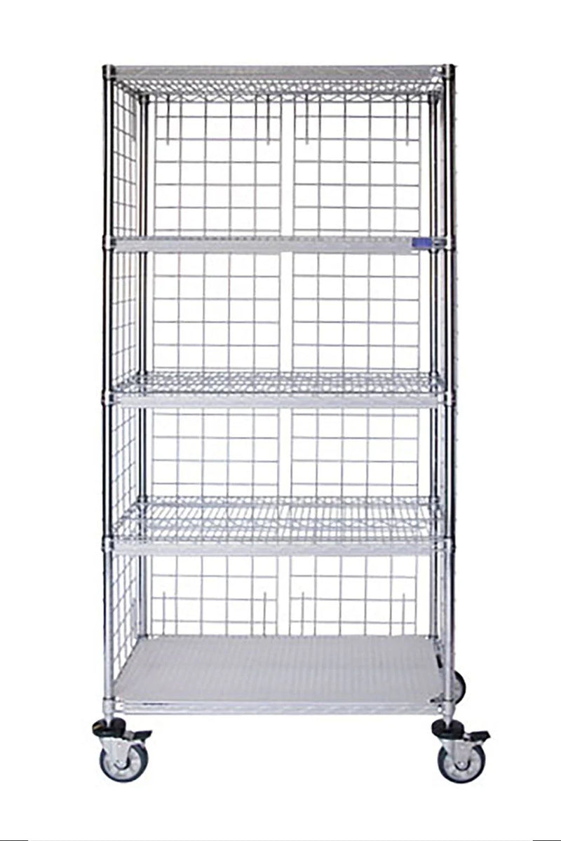 5-Tier Mobile Wire Shelving Cart – 24" Depth, Enclosed Braking System ...