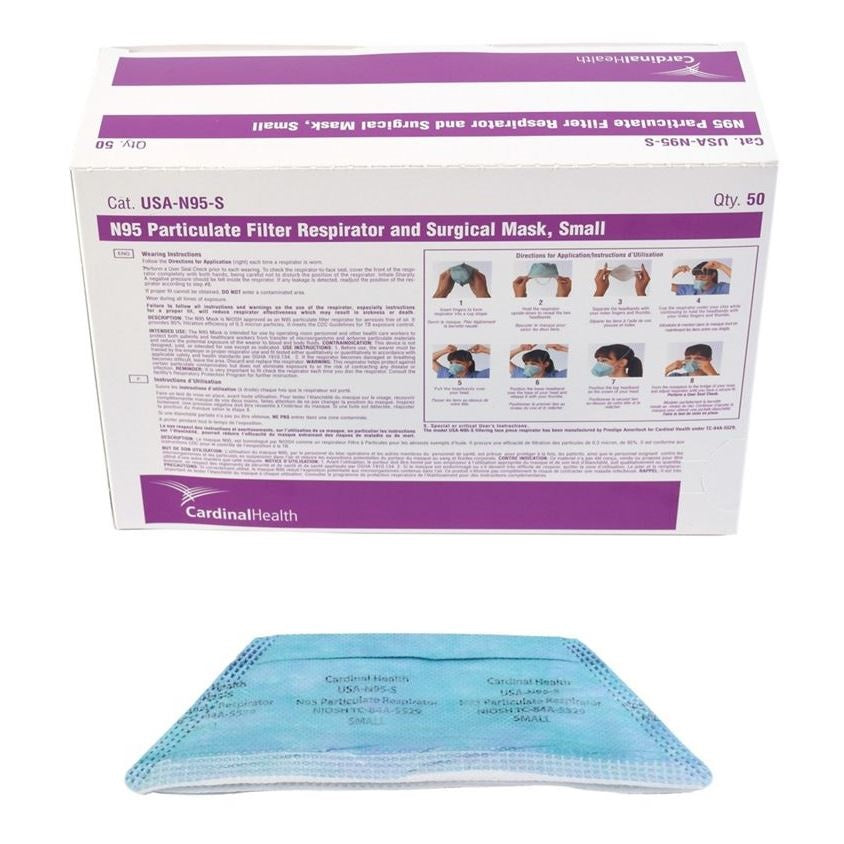 Cardinal Health™ Flat Fold N95 Respirator & Surgical Mask, Small ...