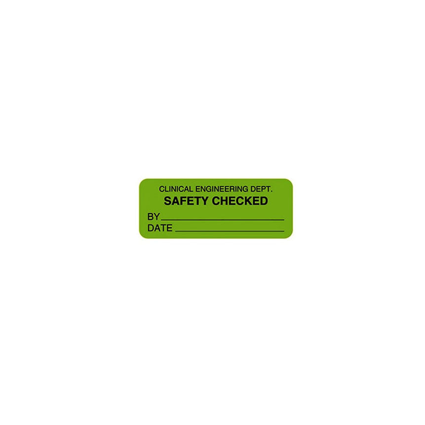 Clinical Engineering Safety Checked Label, Fluorescent Green | High ...