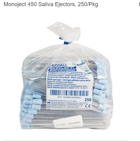 Monoject 450 Saliva Ejectors, 250/Pkg | Efficient & Hygienic Suction ...