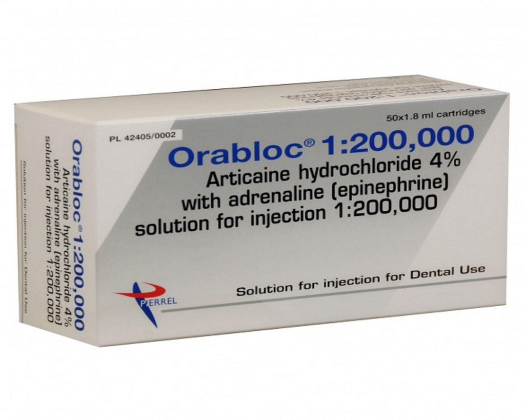 Orabloc 4% Articaine HCl with Epinephrine – 1.8 ml Injection Cartridges, 50/Pkg – 3Z Dental